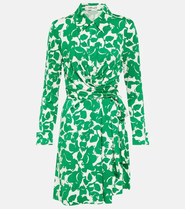 Diane Von Furstenberg Didi Floral Wrap Mini Dress - Green