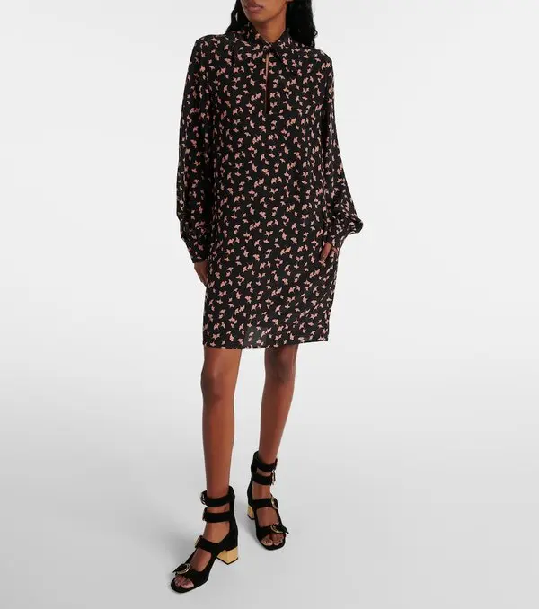 Chloé Floral Silk Chiffon Minidress