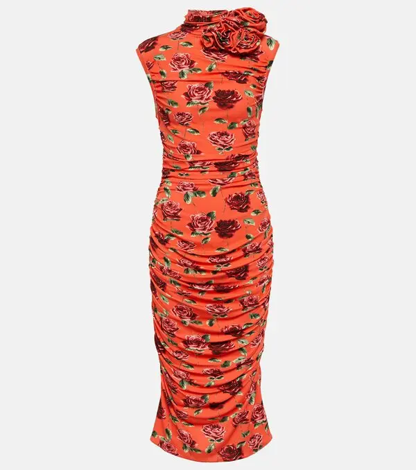 Magda Butrym Floral Applique Midi Dress - Red