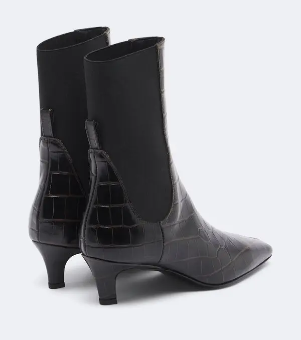 TOTEME Croc-effect Leather Ankle Boots - Brown