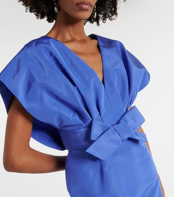 Carolina Herrera Bow-detail Silk Gown - Blue