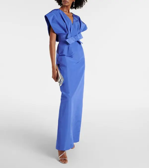 Carolina Herrera Bow-detail Silk Gown - Blue