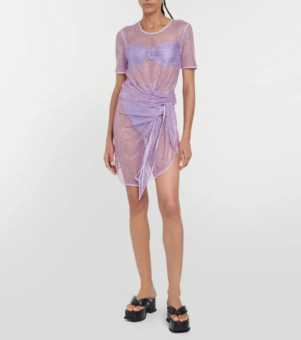 Simkhai Doris Embellished Mesh Beach Cover-up