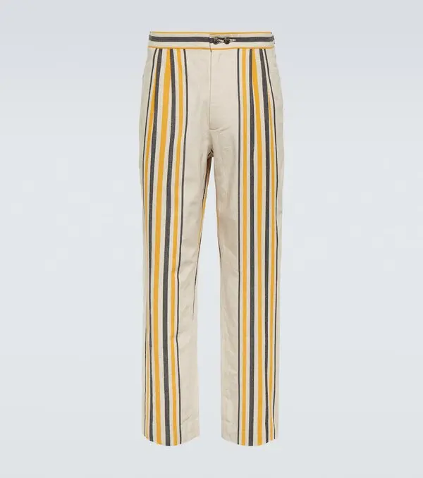 BODE Striped Cotton Straight Leg Trousers