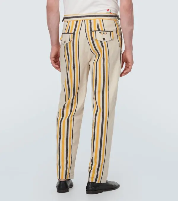 BODE Striped Cotton Straight Leg Trousers