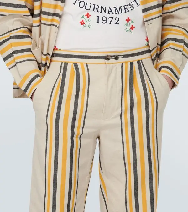 BODE Striped Cotton Straight Leg Trousers