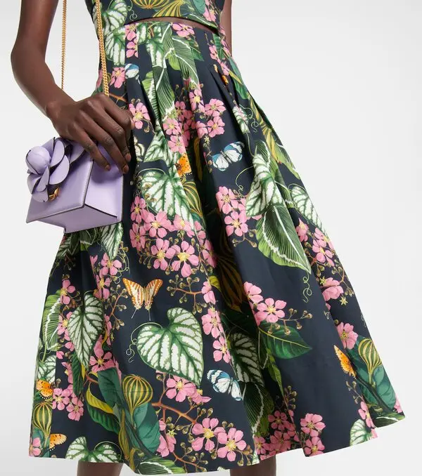 Oscar De La Renta Printed Cotton-blend Poplin Midi Dress