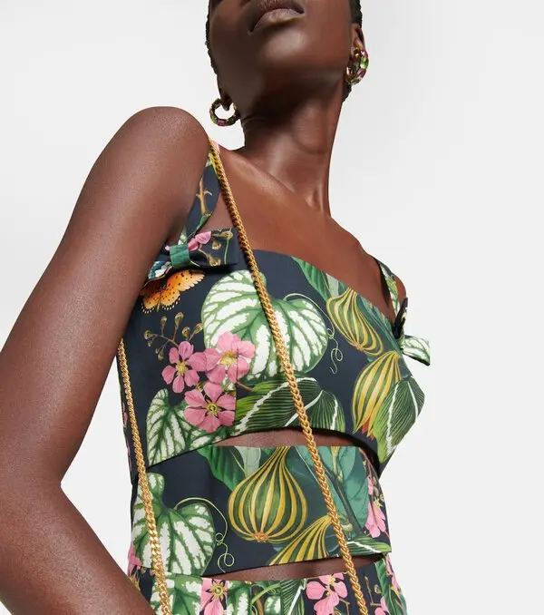 Oscar De La Renta Printed Cotton-blend Poplin Midi Dress