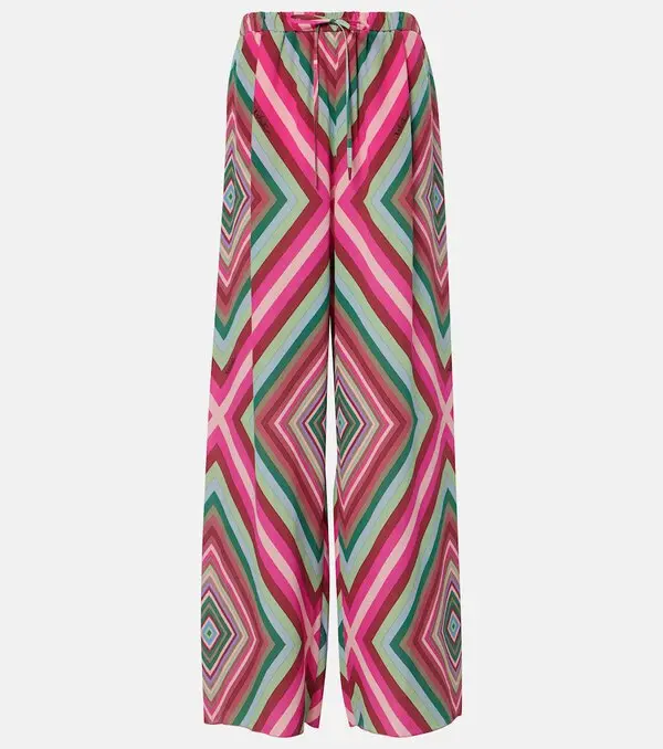 Valentino Garavani Printed Silk Palazzo Trousers - Multicoloured