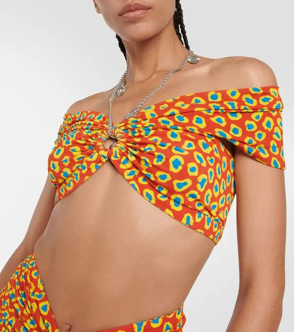 Rabanne Printed Strapless Crop Top