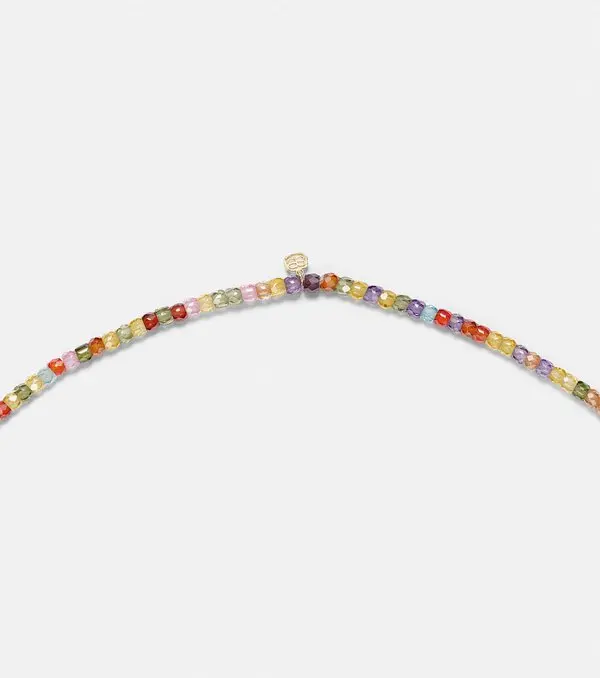 SYDNEY EVAN 14kt Yellow Gold Beaded Charm Necklace With Zirconite