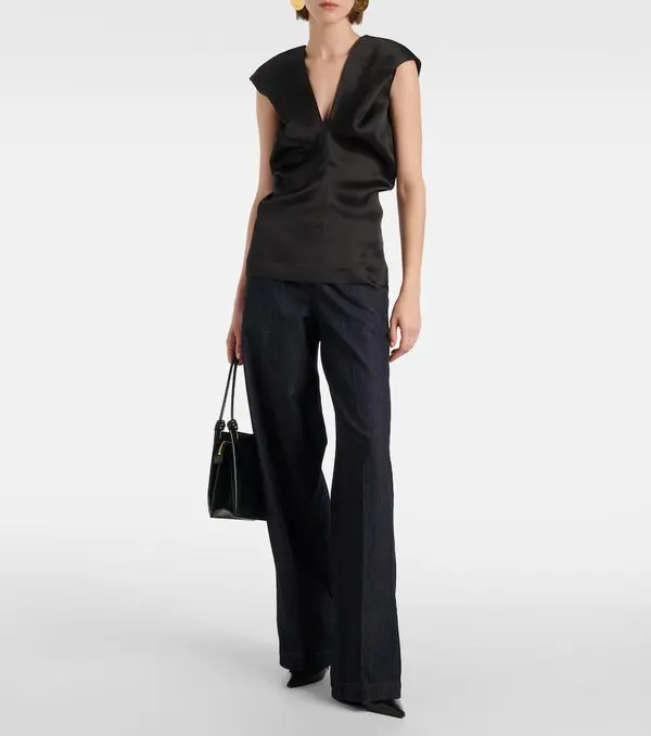 Vince Low-rise Cotton Twill Wide-leg Trousers