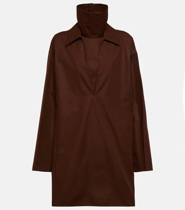 JIL SANDER Layered Cotton Mini Dress - Brown