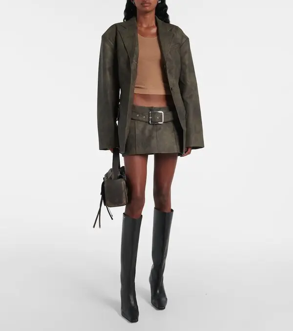 AYA MUSE Kaya Belted Faux Leather Miniskirt
