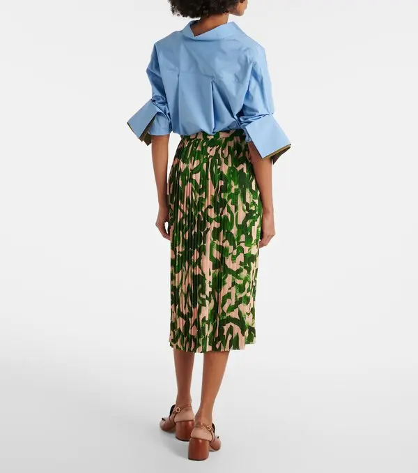 Dries Van Noten Printed Pleated Midi Skirt