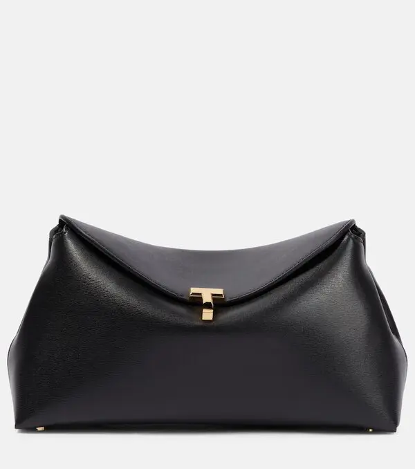 TOTEME T-lock Small Leather Clutch - Black