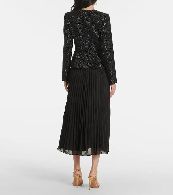 SELF-PORTRAIT Bouclé Chiffon Midi Dress