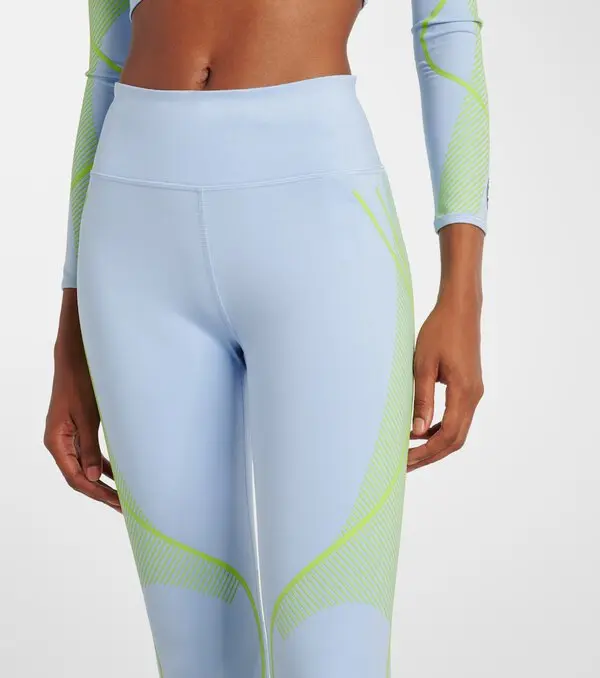Adidas By Stella McCartney Truepace Logo Mid-rise Leggings In Glow - Blue