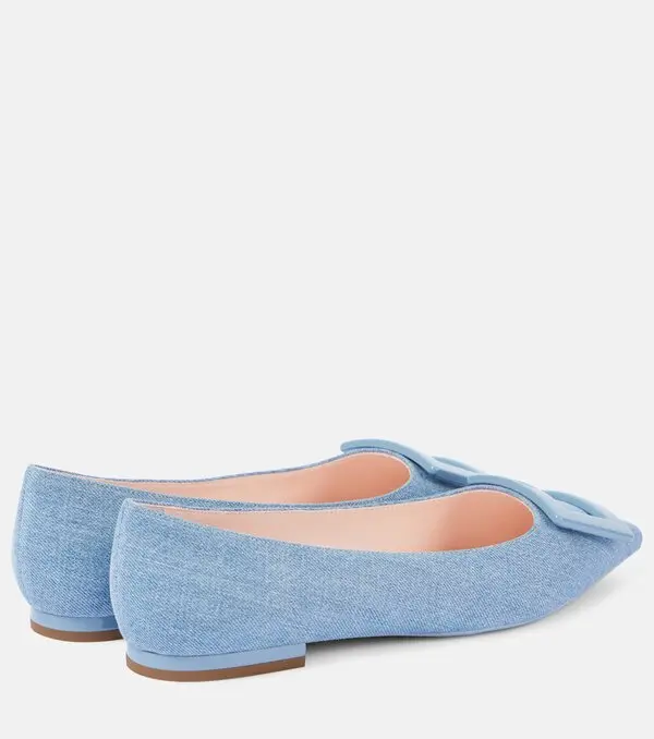 ROGER VIVIER Gommettine Ball Denim Ballet Flats - Blue