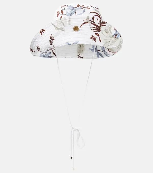 Erdem Floral Linen-blend Bucket Hat - Multicoloured
