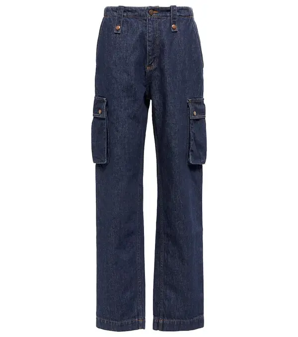 Magda Butrym Navy Straight Leg Cargo Jeans