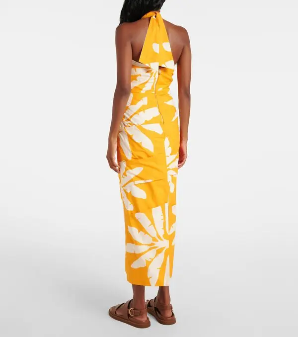 Johanna Ortiz Printed Twisted Cutout Midi Dress