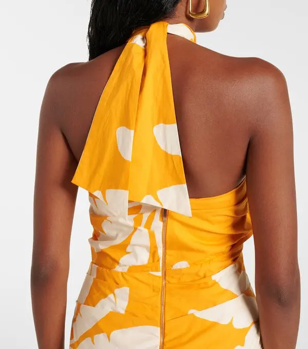 Johanna Ortiz Printed Twisted Cutout Midi Dress