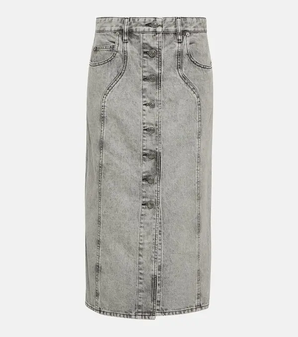 MARANT ETOILE Vandy Denim Midi Skirt - Grey