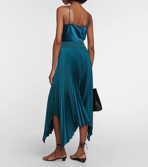 JOSEPH Ade Asymmetric Pleated Midi Skirt - Blue