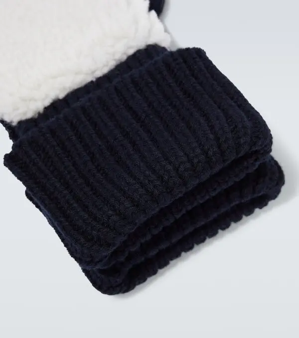 Thom Browne Wool Mittens With Shearling Trim