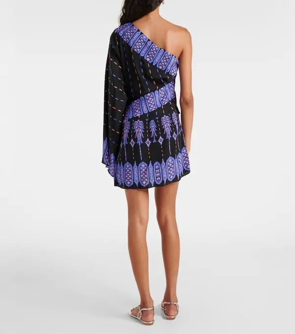 Johanna Ortiz Printed One-shoulder Silk Minidress
