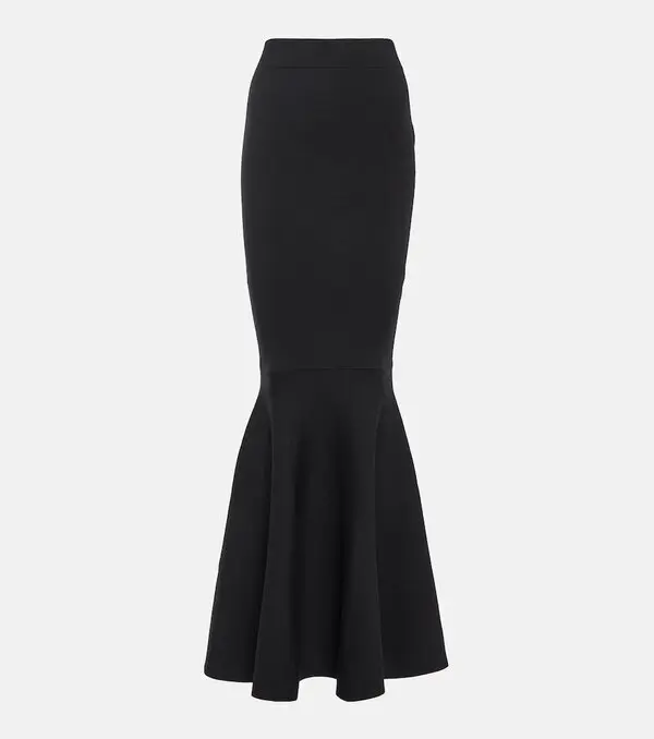 Nina Ricci High-rise Wool-blend Maxi Skirt - Black