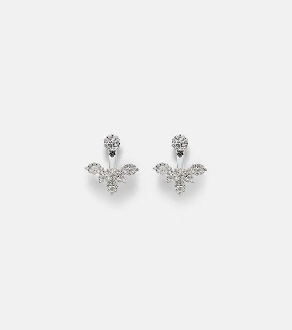 Yeprem Moonflower Diamond And 18kt White Gold Earrings - Silver