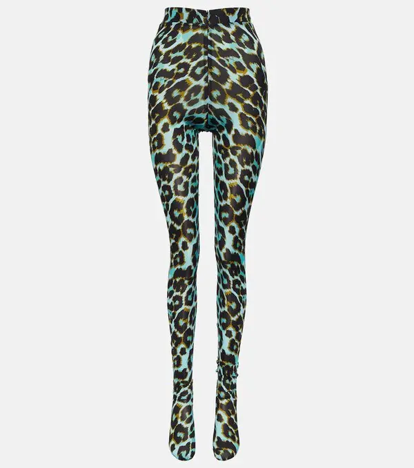 Alex Perry Cadie Leopard-print Tights - Multicoloured