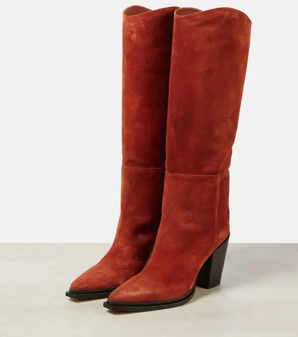 JIMMY CHOO Cece 80 Suede Knee-high Boots - Red