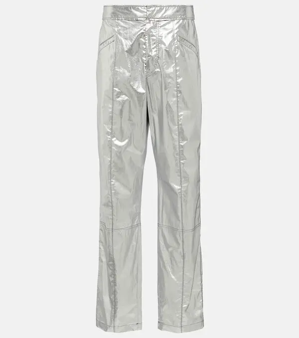 Isabel Marant Étoile Anea High-rise Coated Cotton Pants - Silver