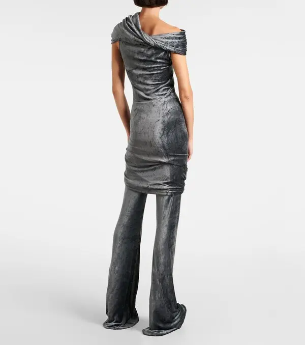 Rick Owens Lola Draped Velvet Mini Dress