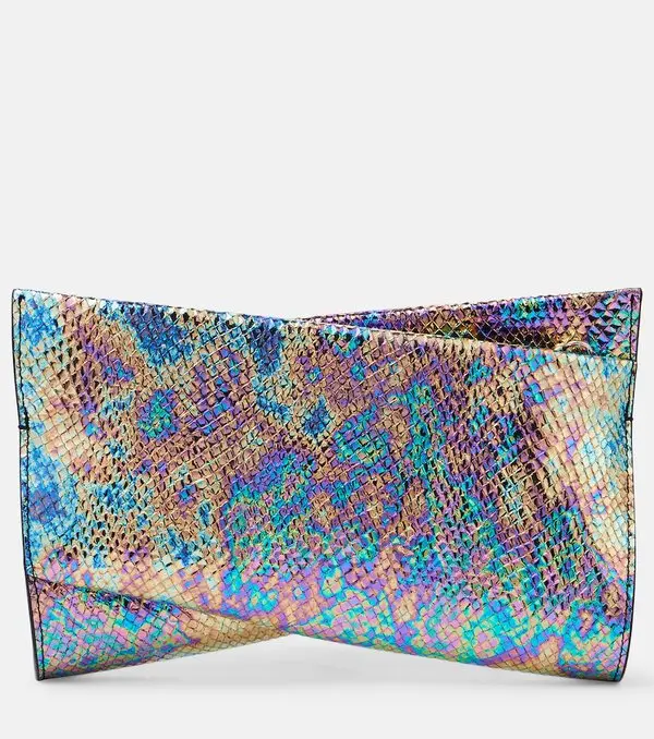 CHRISTIAN LOUBOUTIN Loubitwist Snake-effect Leather Clutch