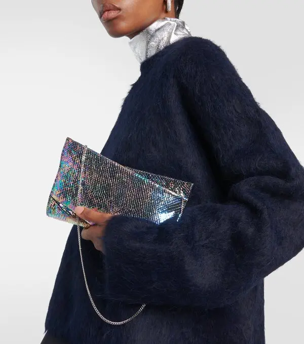 CHRISTIAN LOUBOUTIN Loubitwist Snake-effect Leather Clutch