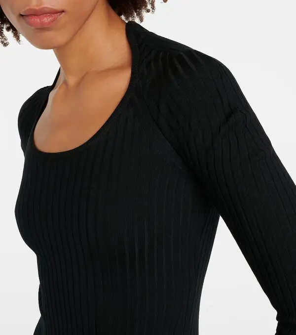 Alaïa Ribbed Knit Bodysuit - Black