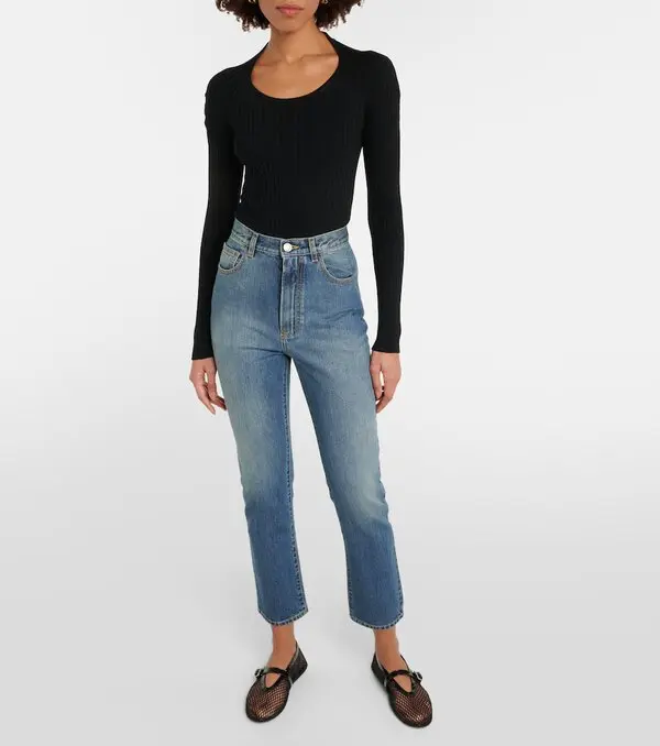 Alaïa Ribbed Knit Bodysuit - Black