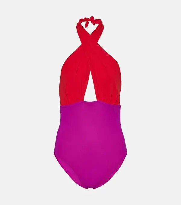 KARLA COLLETTO Colorblocked Halterneck Swimsuit - Multicoloured