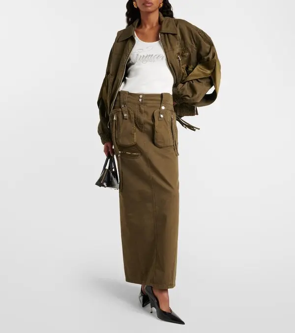 Blumarine Denim Cargo Maxi Skirt