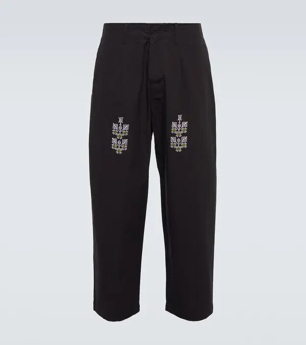 ADISH Embroidered Cotton Pants - Black