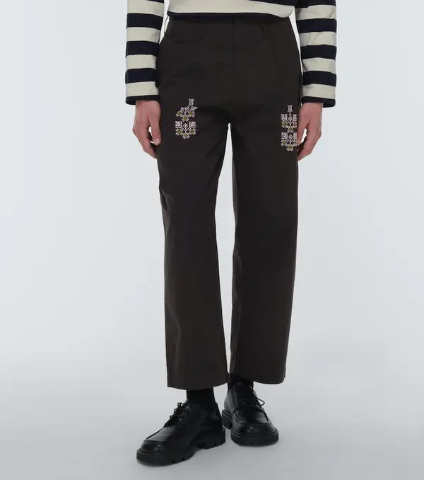 ADISH Embroidered Cotton Pants - Black