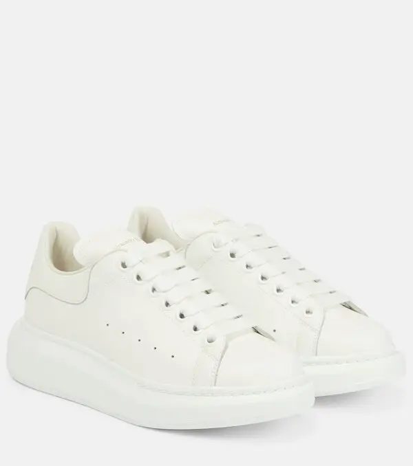 Alexander McQueen Oversized Leather Lace-up Sneakers - White