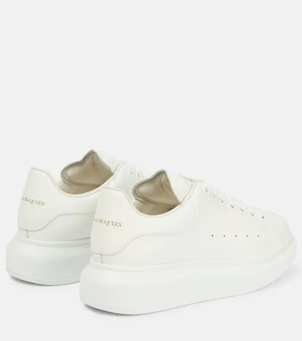 Alexander McQueen Oversized Leather Lace-up Sneakers - White