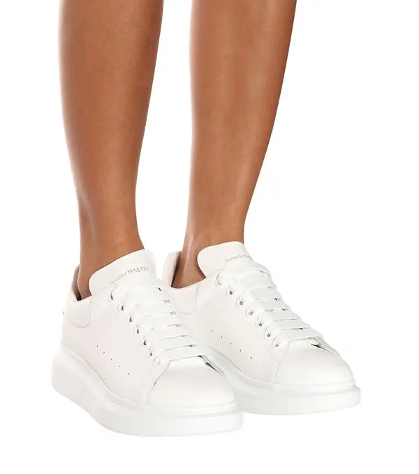 Alexander McQueen Oversized Leather Lace-up Sneakers - White
