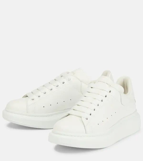 Alexander McQueen Oversized Leather Lace-up Sneakers - White