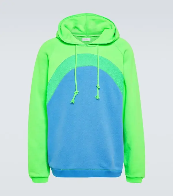 ERL Rainbow Bouclé Trimmed Cotton Hoodie